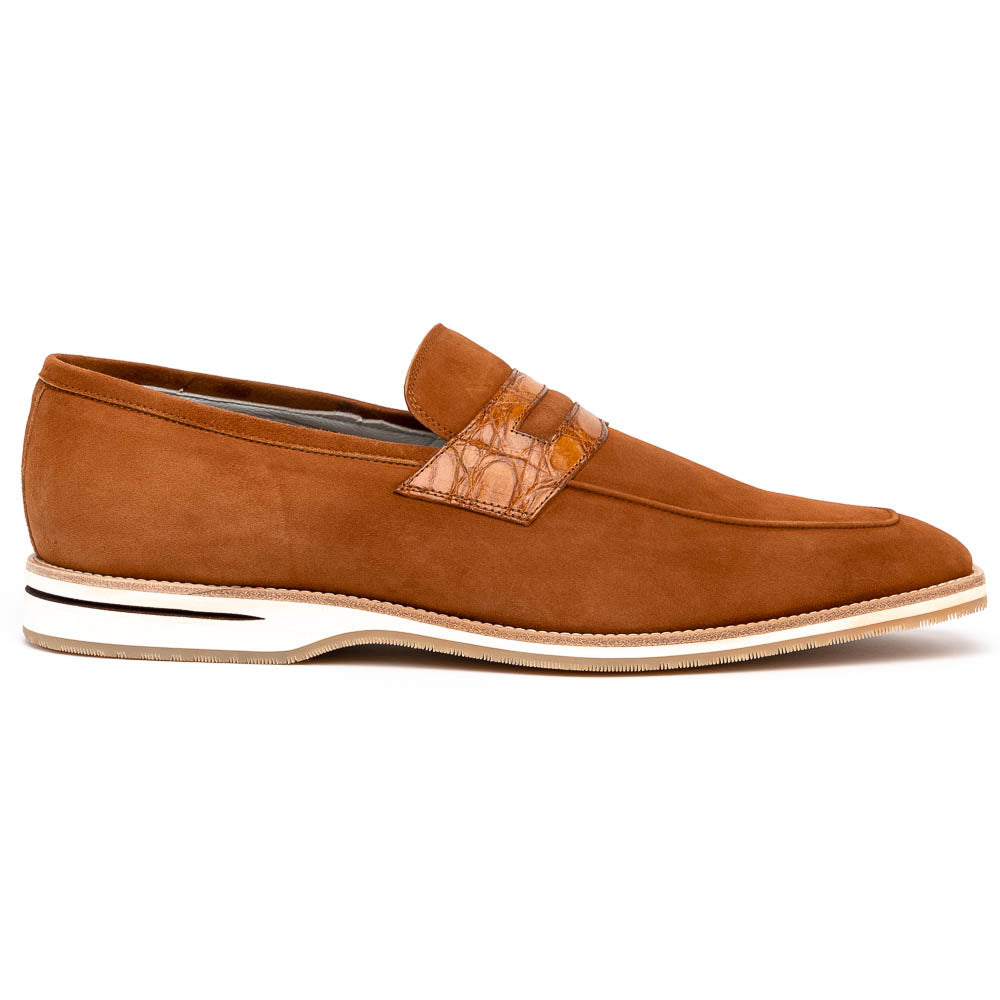 Zelli Italia Meo 3 Men's Shoes Cognac Genuine Sueded Goat Skin Penny ...