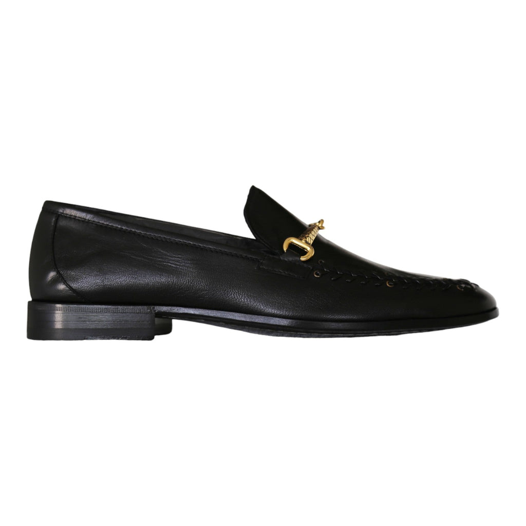 Roberto Cavalli 22505-A Men's Shoes Black Calf-Skin Leather Horsebit ...