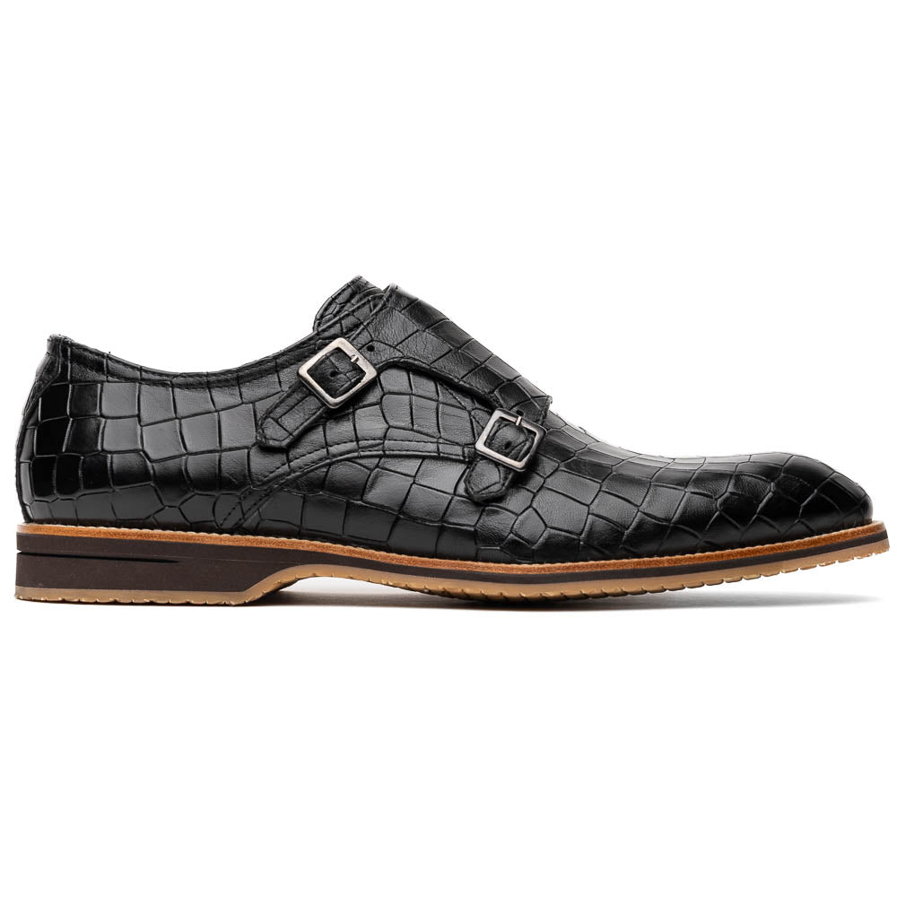 Zelli Italia Legerra Men's Shoes Black Crocodile Print Calf-Skin ...