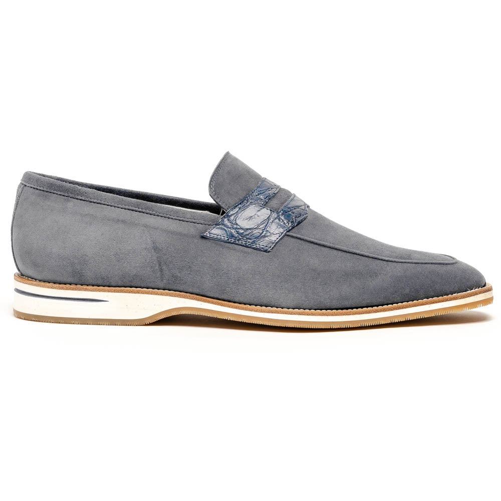 Zelli Italia Meo 3 Men's Shoes Gray Sueded Goat Skin Penny Loafer ...